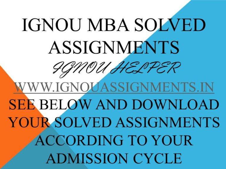IGNOU MBA Solved Assignment free download PDF - IGNOU Solved Assignment
