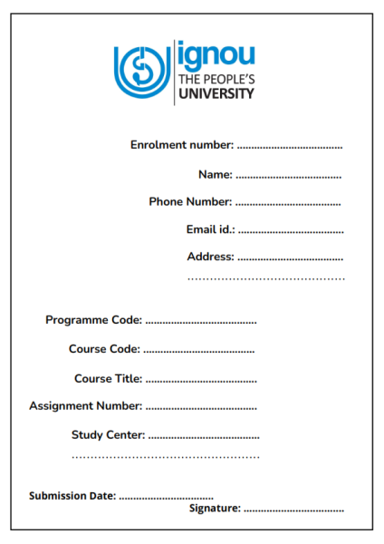 IGNOU Assignment front 2024 - IGNOU Solved Assignment