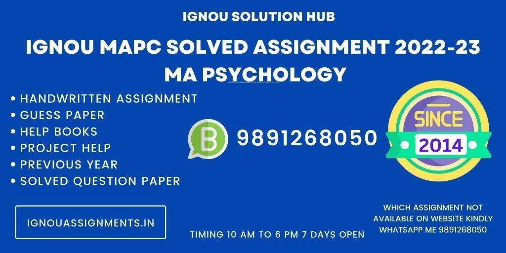 IGNOU MAPC Solved Assignment 2022-23 MA Psychology Download PDF - IGNOU Solved Assignment