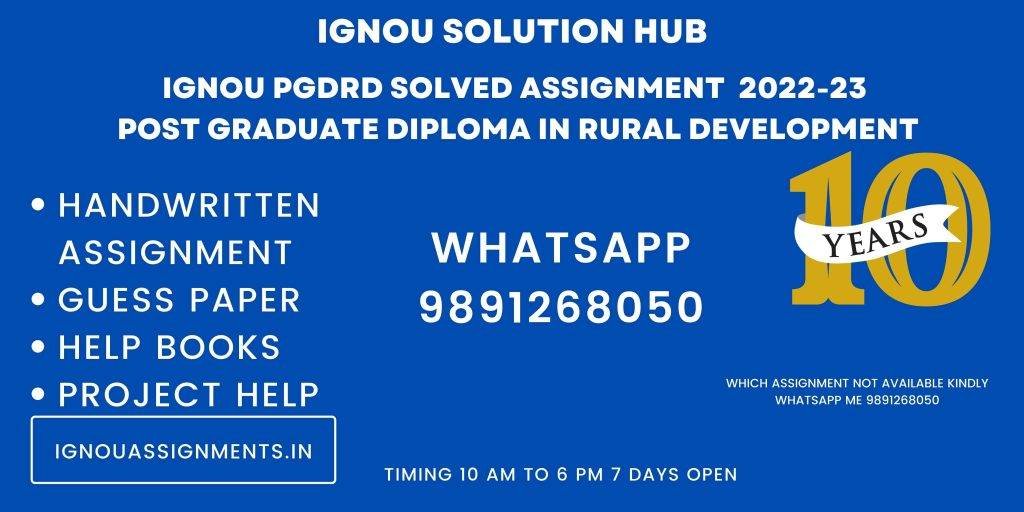 IGNOU PGDRD Solved Assignment 2022-23 Post Graduate Diploma in Rural Development Download ...
