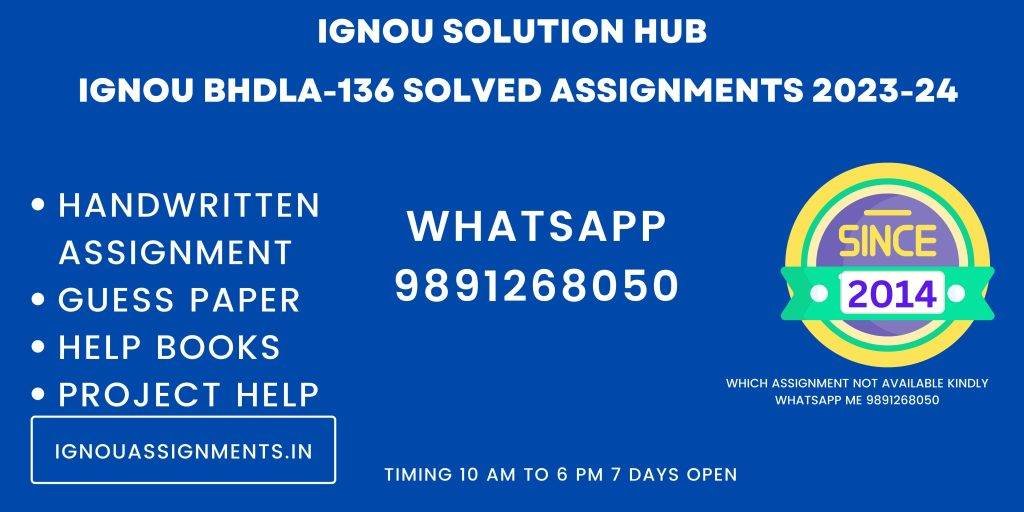 IGNOU BHDLA-136 Solved assignment 2023-24 - IGNOU Solved Assignment