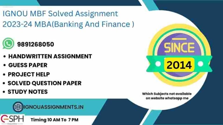 IGNOU MBF Solved Assignment 2023-24 MBA Banking And Finance Download ...