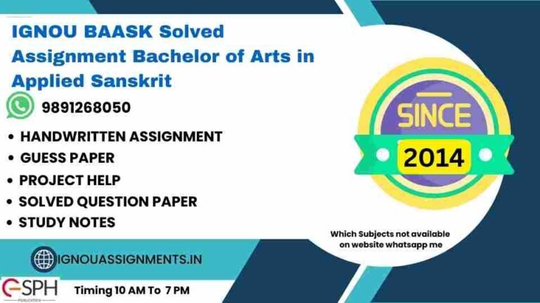 IGNOU BAASK Solved Assignment 2023-24 Bachelor of Arts in Applied ...