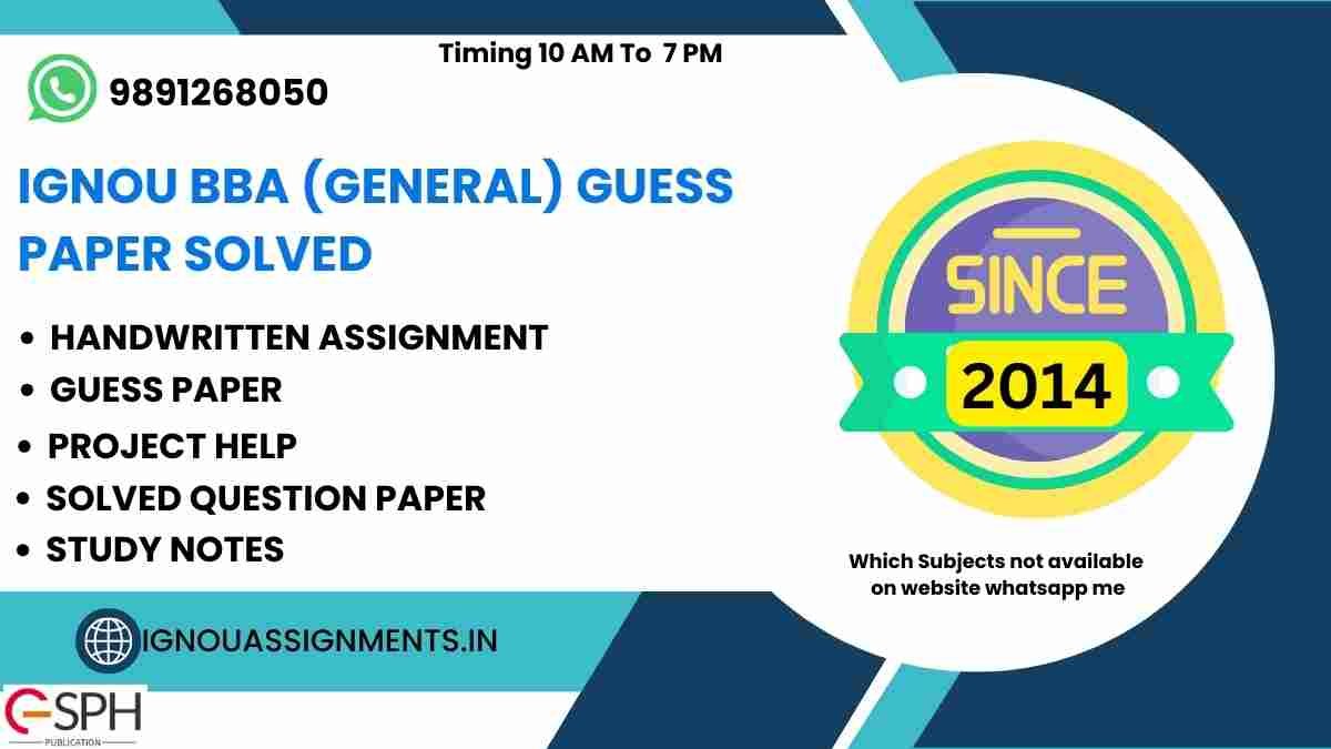 IGNOU BBA (General) Guess Paper Solved Bachelor of Business ...